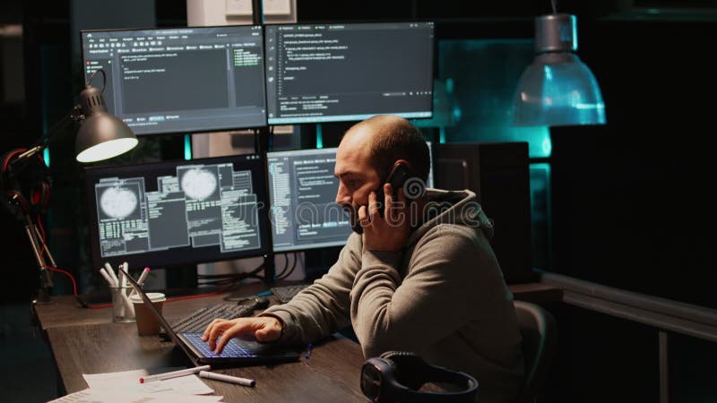 The Developer Talking about Virtual Reality Device Stock Footage ...