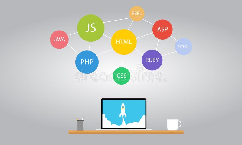 Web developer things stock vector. Illustration of programming - 54846424