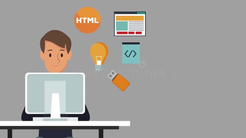 Web Developer Working HD Animation Stock Video - Video of html ...