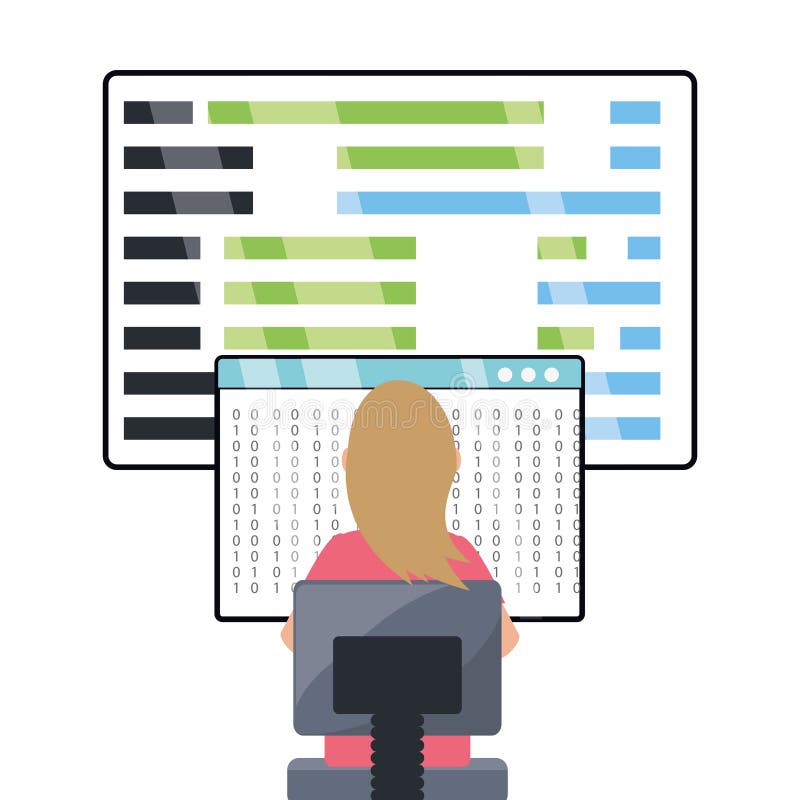 Web Developer Working On Computer Programming Coding Stock Vector Illustration Of Development