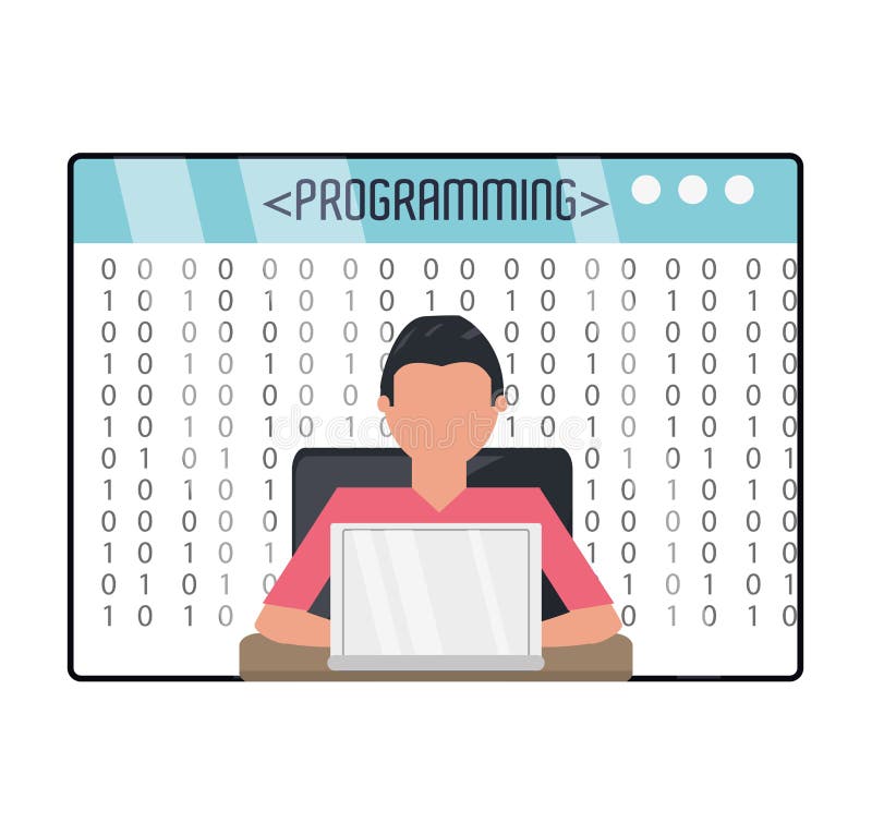 Web Developer Working On Computer Programming Coding Stock Vector