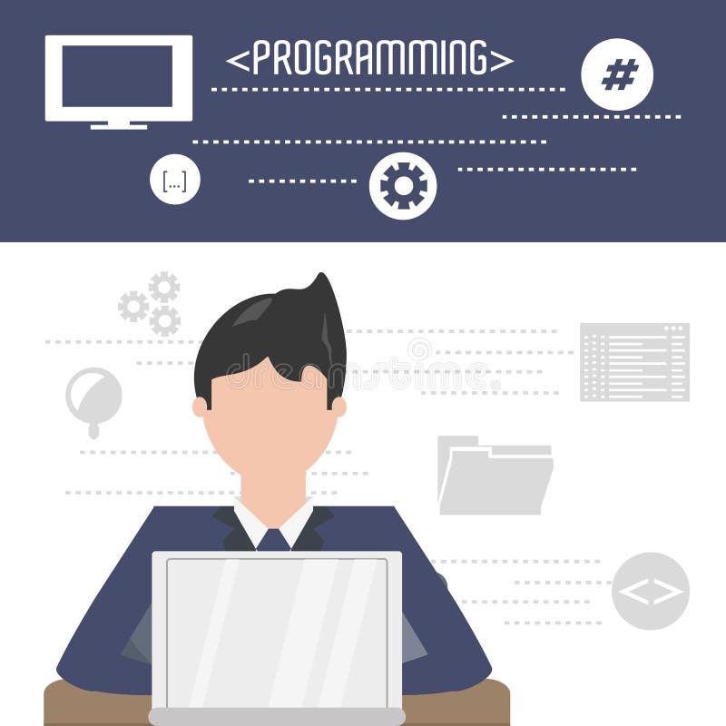 Web Developer Working On Computer Programming Coding Stock Vector