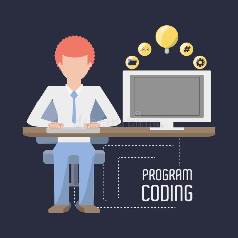 Web Developer Working On Computer Programming Coding Stock Vector