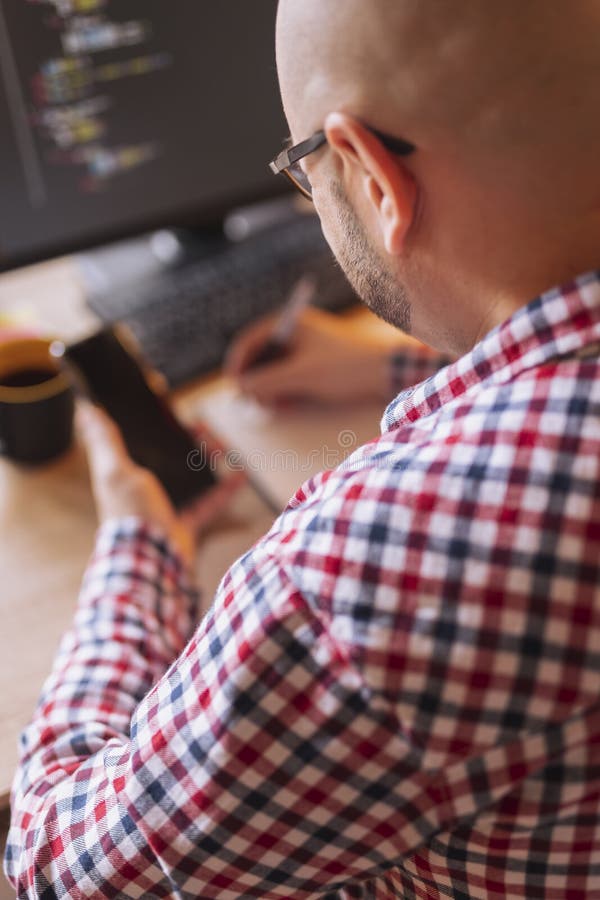 Web Developer Working on New Project Stock Image - Image of board, home ...