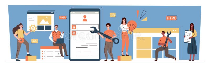Web Developers Team Concept Stock Vector - Illustration of coding ...