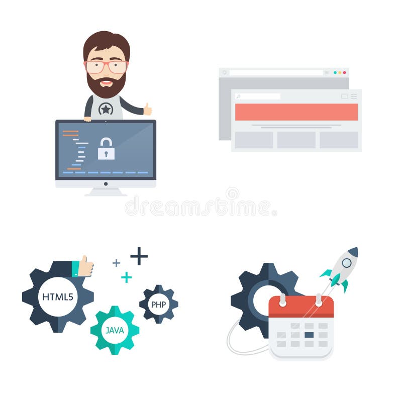 Web Developers Work stock vector. Illustration of head - 51714703