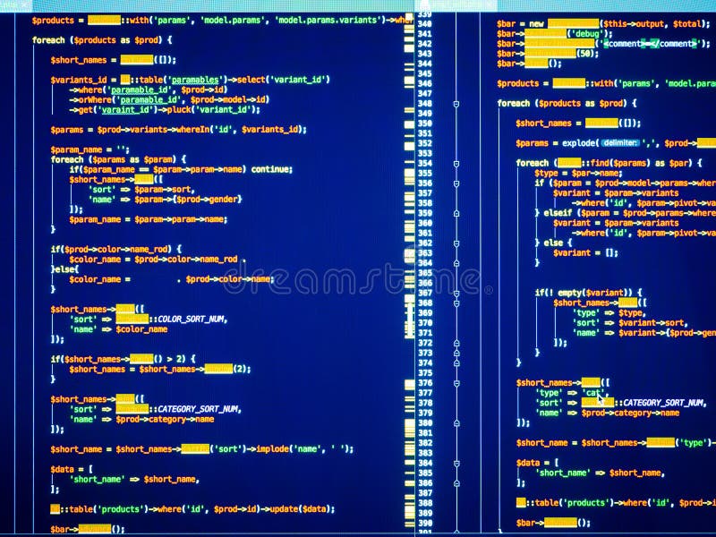 Web Developing Of The Site Using Php Language Lines Of Colorful Php Code On Blue Background