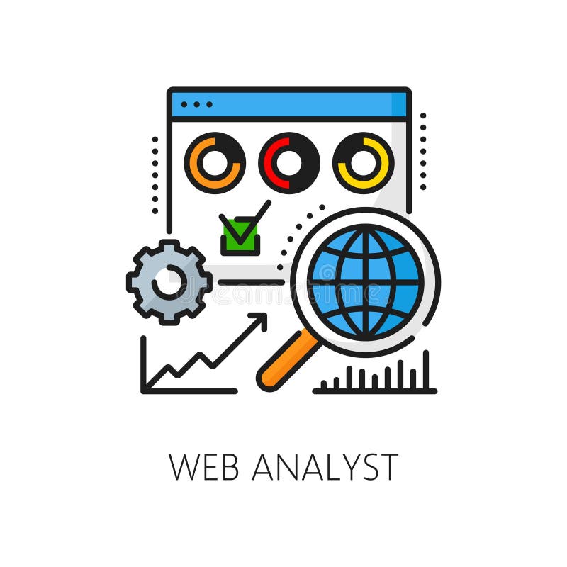 Web Development, Analyst it Specialist Line Icon Stock Illustration ...