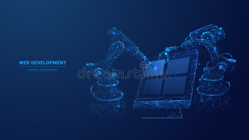 Digital Wireframe of Web Development Concept Stock Vector ...