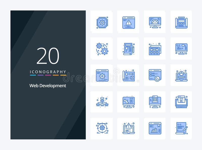 20 Web Development Blue Color Icon for Presentation Stock Vector ...