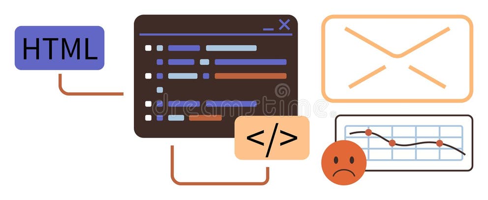 Web Development Challenges with HTML, Coding Errors, and Poor Email Performance Analytics Stock ...