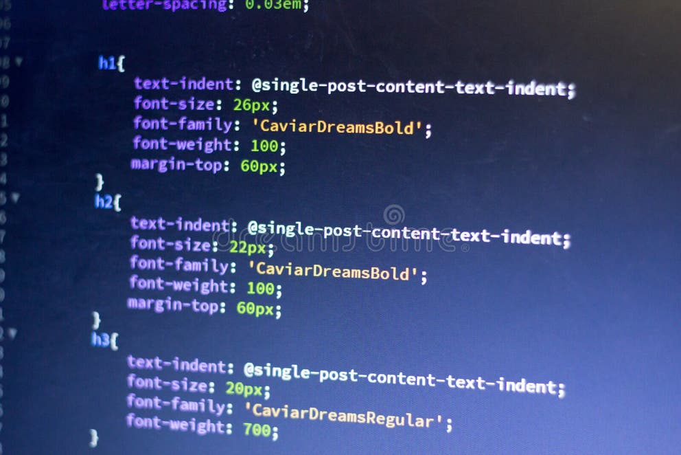 Web Development Code: CSS/less Styles Preprocessor Script Lines Stock Photo - Image of html ...