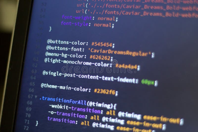 Web Development Code: CSS/less Styles Preprocessor Script Lines Stock ...