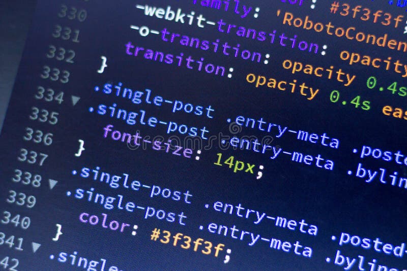 Web Development Code Cssless Styles Preprocessor Script Lines Stock Image Image Of Data