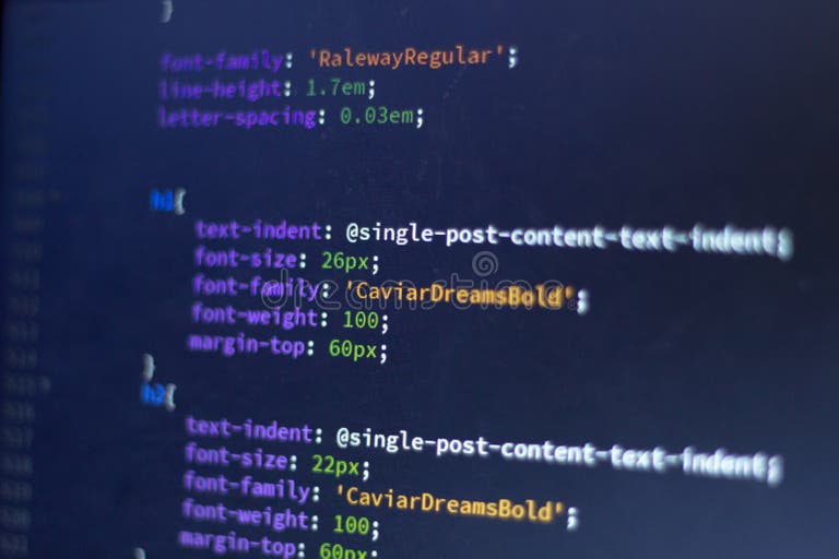 Web Development Code: CSS/less Styles Preprocessor Script Lines Stock ...