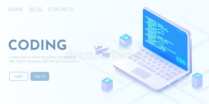 Web Development Coding And Programming Banner Computer Code Stock Vector Illustration Of 1481