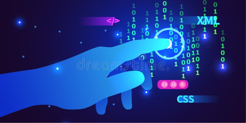 Web Development Coding And Programming Banner Computer Code Stock Vector Illustration Of