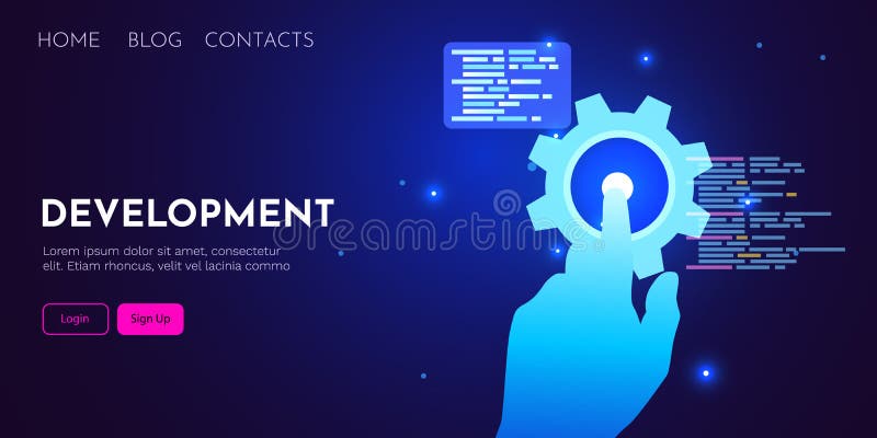 Web Development Coding And Programming Banner Computer Code Stock Vector Illustration Of