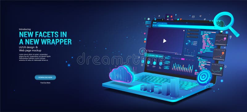 Web Programming and Design with Retro Computer Illustration Stock ...