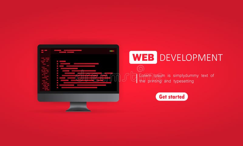 Web Development on Computer Illustration. Flat Design Concepts for ...