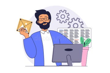 Web Development Concept with Cartoon People in Flat Design. Man ...