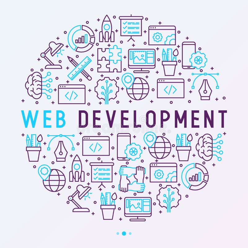 Web Development Concept in Circle Stock Vector - Illustration of ...