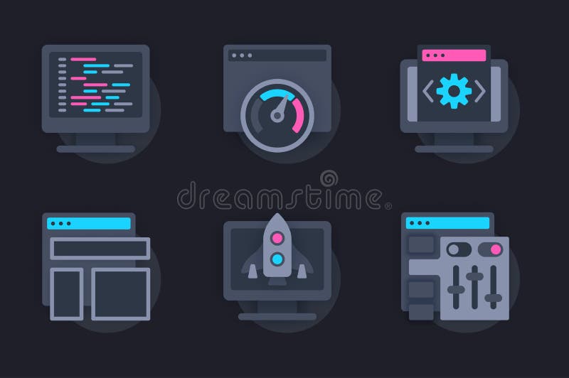 Web Development Concept of 3d Paper Icons Set. Stock Vector ...