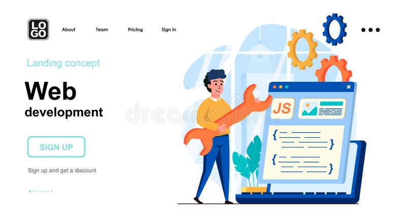 Web Development Concept. Developer Creates Layout of Webpage Stock ...