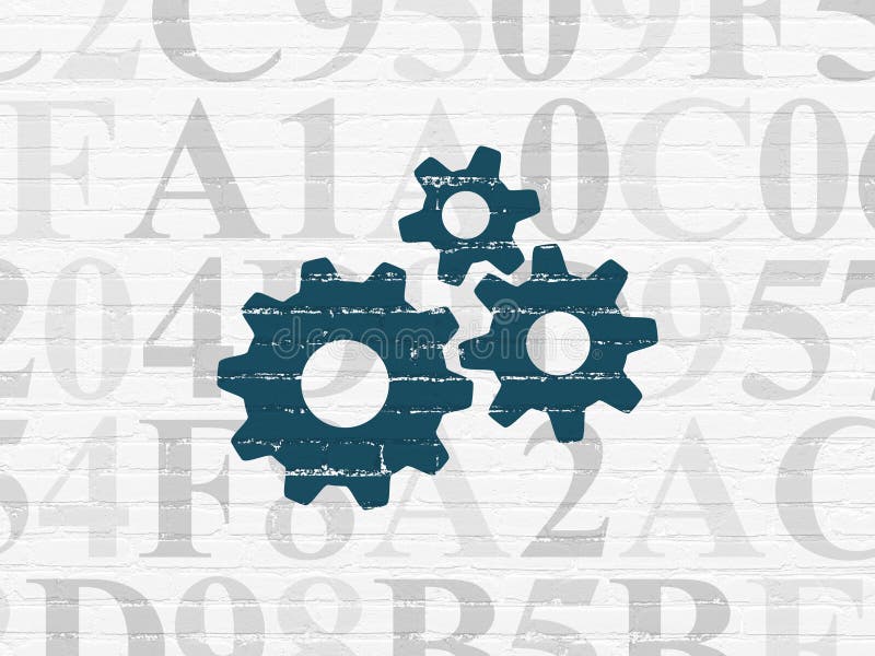 Web Development Concept: Gears on Wall Background Stock Illustration ...