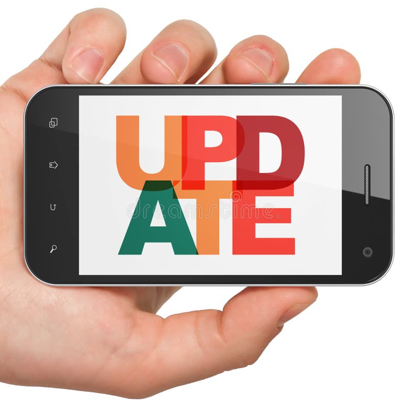 Web Development Concept: Hand Holding Smartphone with Update on Display ...