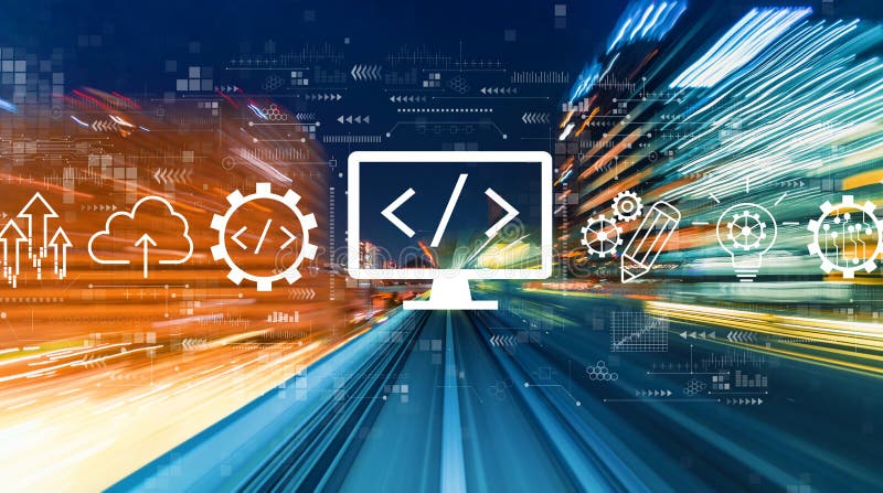 Web Development Concept with High Speed Motion Blur Stock Image - Image ...