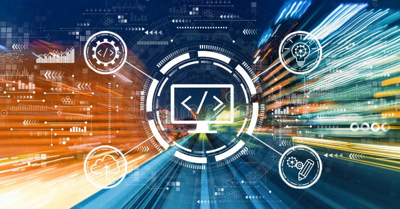 Web Development Concept with High Speed Motion Blur Stock Photo - Image ...