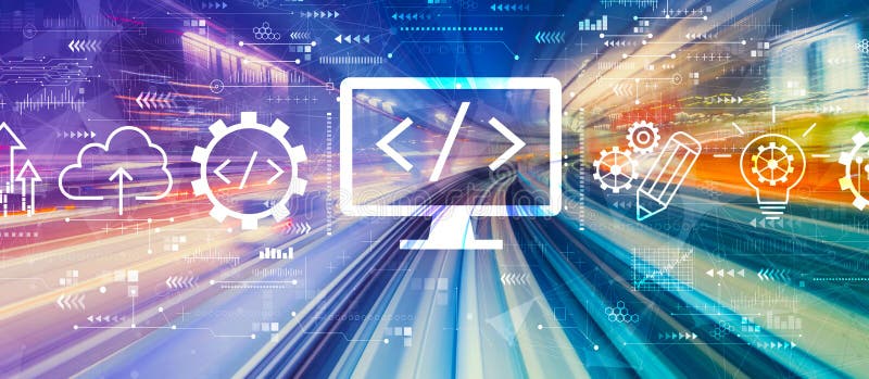 Web Development Concept with High Speed Motion Blur Stock Photo - Image ...