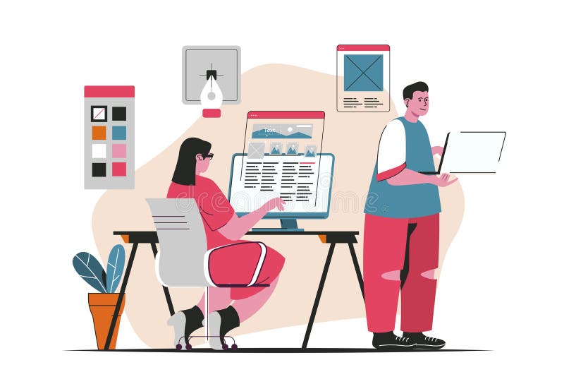 App Development Isolated Cartoon Concept. Stock Vector - Illustration of vector, smartphone ...