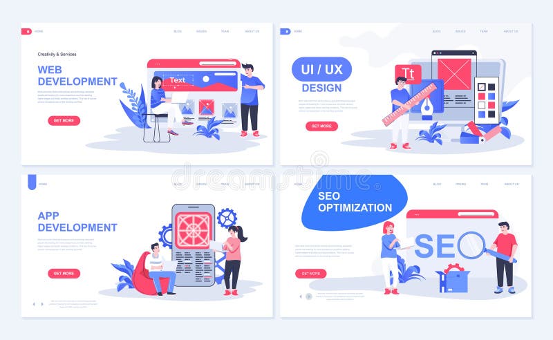 Web Development Concept for Landing Page in Flat Design. Vector Illustration Stock Illustration ...