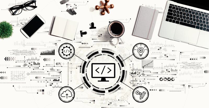 Web Development Concept with a Laptop Computer Stock Photo - Image of ...