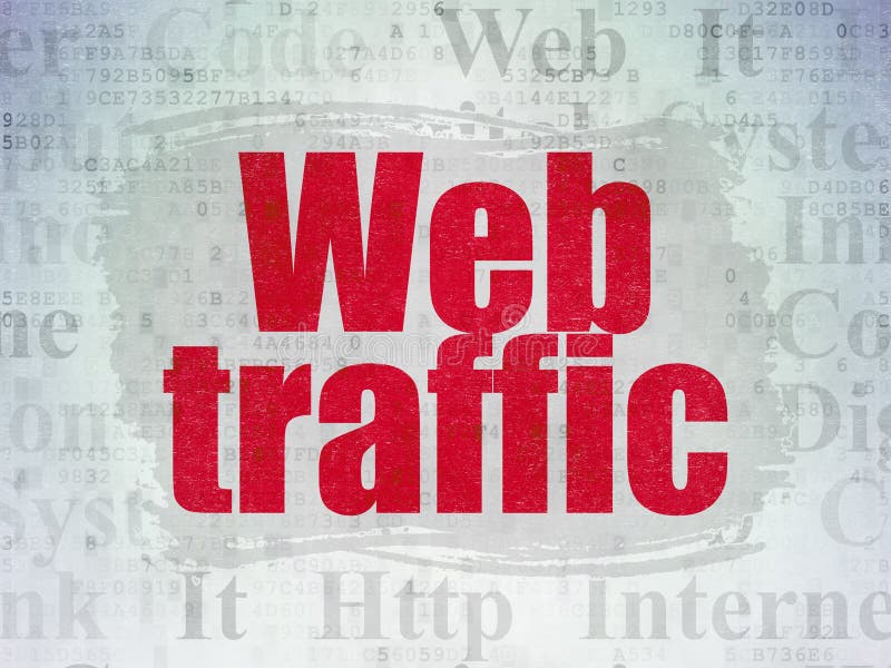 Web Development Concept: Web Traffic on Digital Data Paper Background Stock Illustration ...