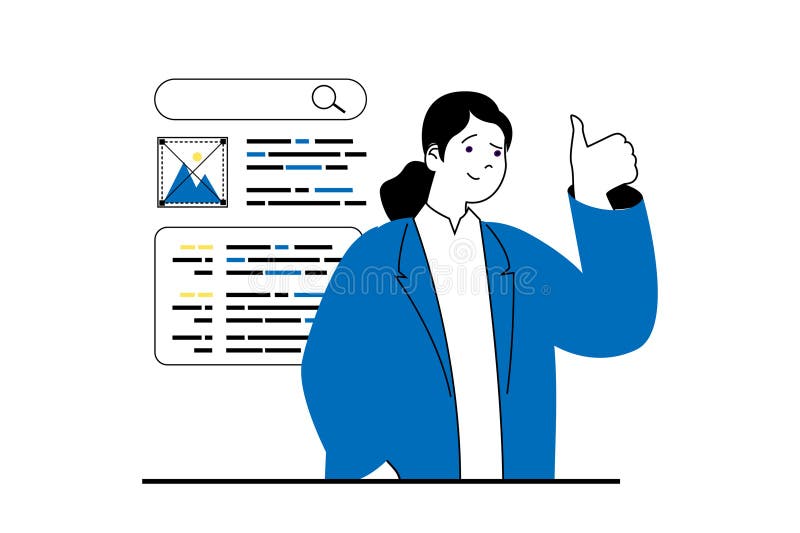 Web Development Concept with People Scene in Flat Design. Vector ...