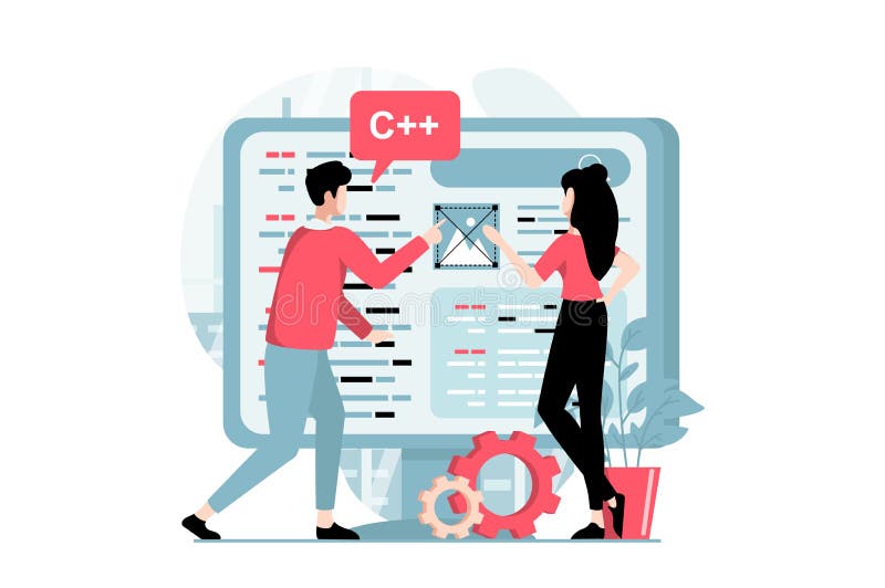 Web Development Concept with People Scene in Flat Design. Stock ...