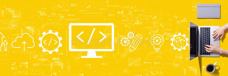 Web Development Concept with Person Using a Laptop Stock Image - Image ...