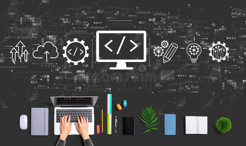 Web Development Concept with Person Using a Laptop Stock Photo - Image ...