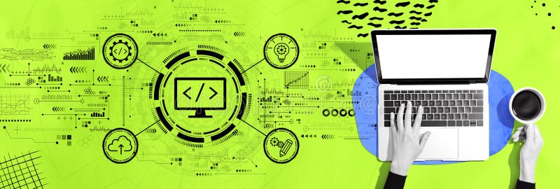 Web Development Concept with Person Using a Laptop Stock Photo - Image ...