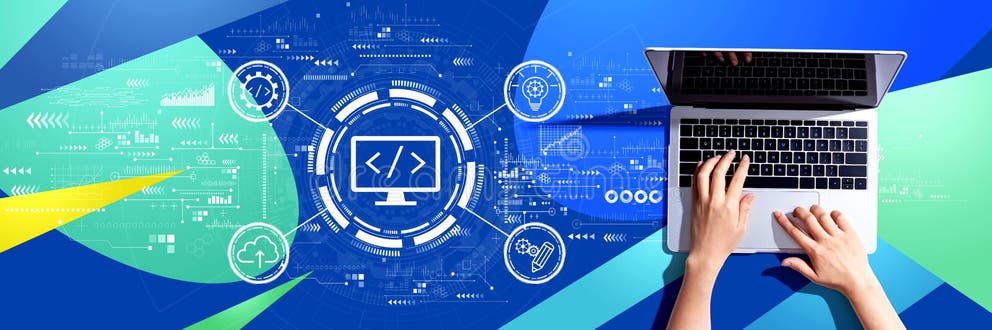 Web Development Concept with Person Using a Laptop Stock Image - Image ...