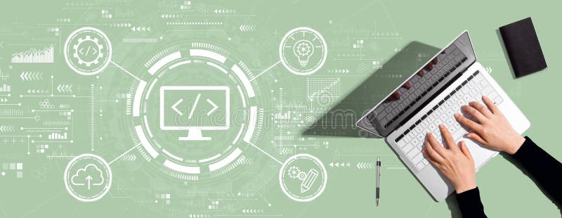 Web Development Concept with Person Using Laptop Computer Stock Photo ...
