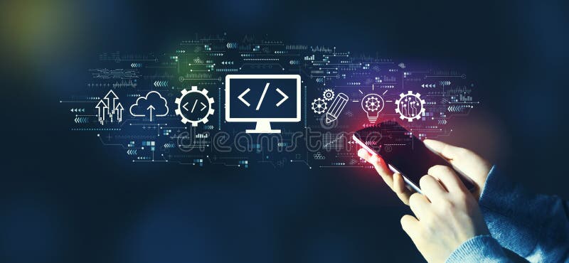 Web Development Concept with Person Using Smartphone Stock Photo ... Web Development Concept with Person Using Smartphone Stock Photo ...