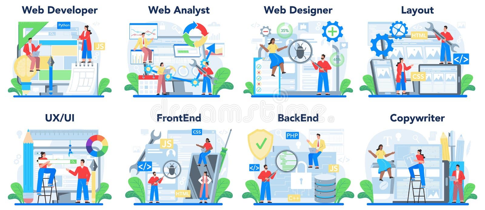 Frontend and Backend Development. Stock Vector - Illustration of ...