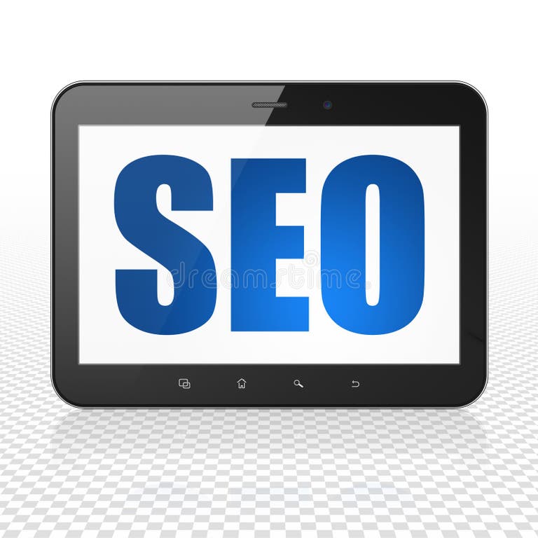 Web Development Concept: Tablet Computer with SEO on Display Stock ...
