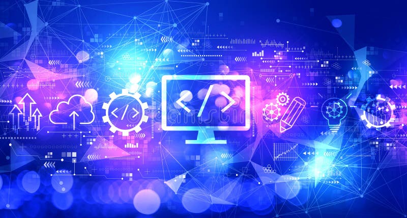 Web Development Concept with Technology Light Background Stock Image ...