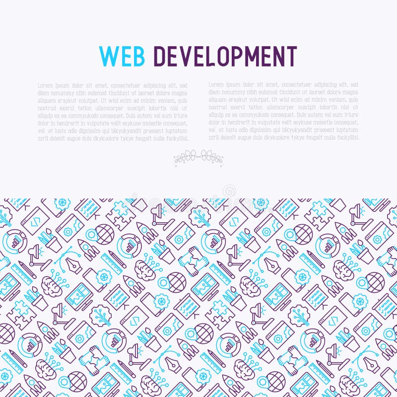 Web Development Concept with Thin Line Icons Stock Vector ...