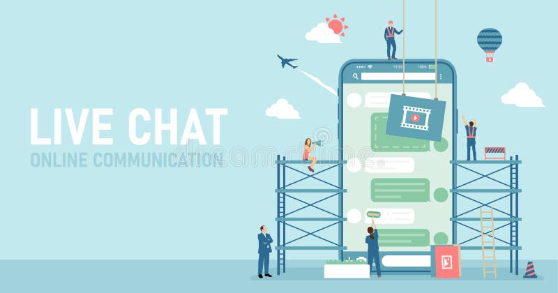 Mobile Chat Apps Concept Vector Banner Illustration Stock Vector ...